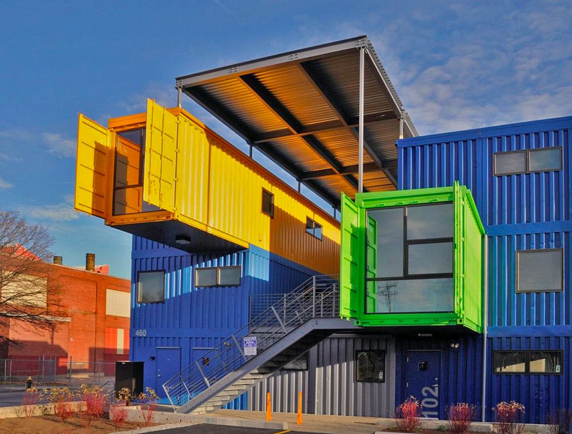 Box Office stacks 32 colorful containers into stunning building ...
