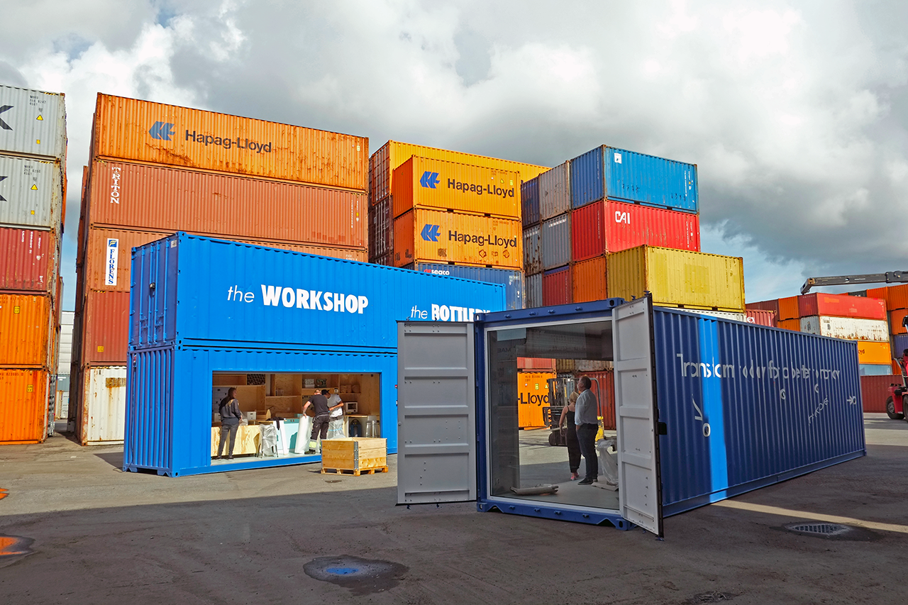 Gothenburg stacked cargo containers as instant house/offices ...