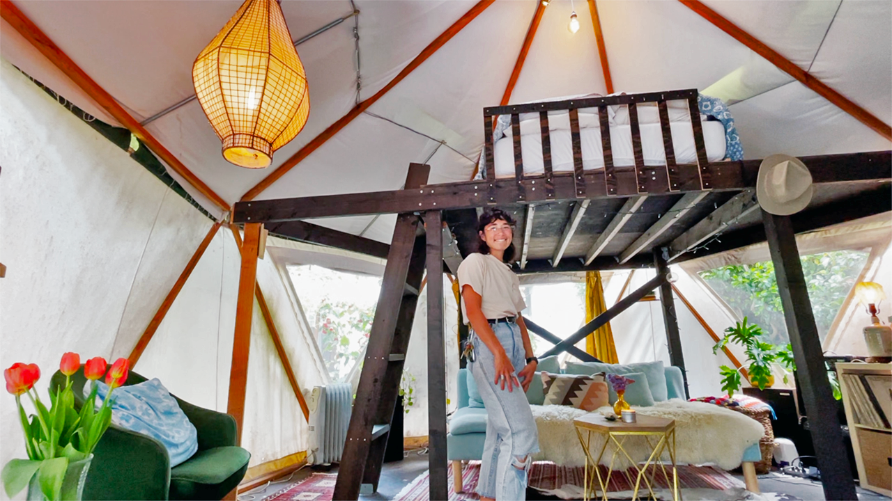 Built a backyard Yome (yurt + dome) to stay in San Francisco ...